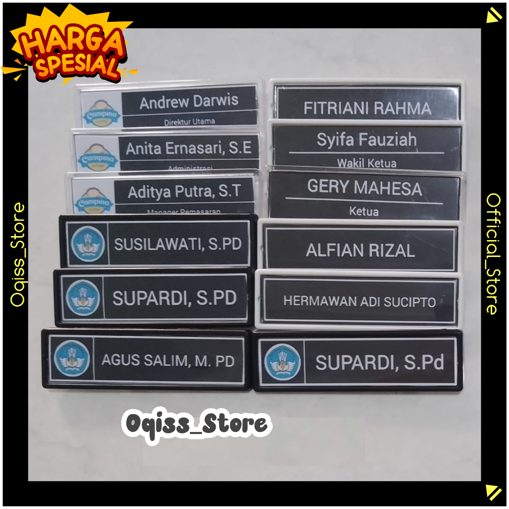 Jual OQISS Name Tag / Papan Nama Dada Akrilik / Pin Nama Peniti ...