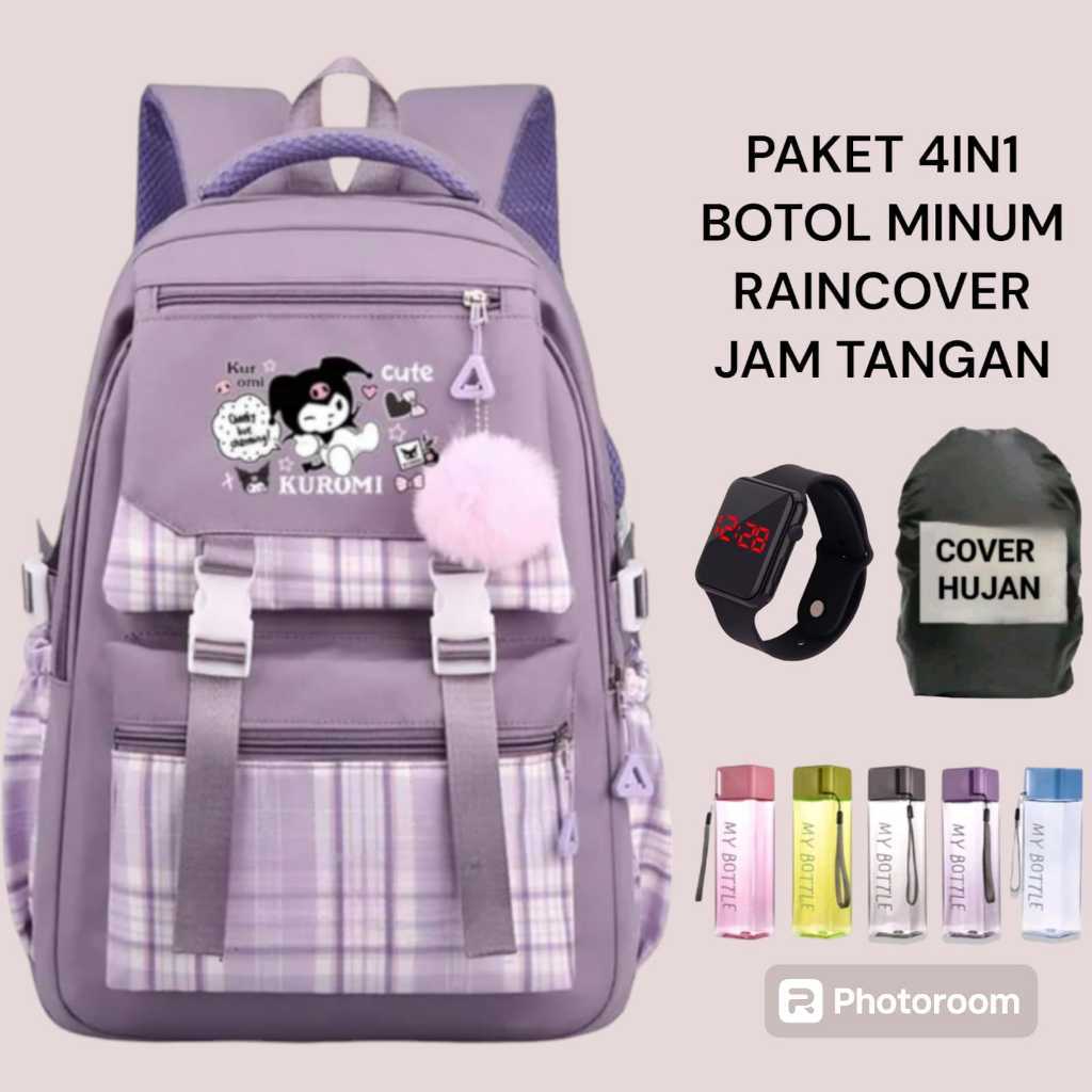 Jual TAS SEKOLAH PEREMPUAN SD SMP SMA KAPASITAS BESAR / TAS RANSEL MOTIF KUROMI / TAS KULIAH ...