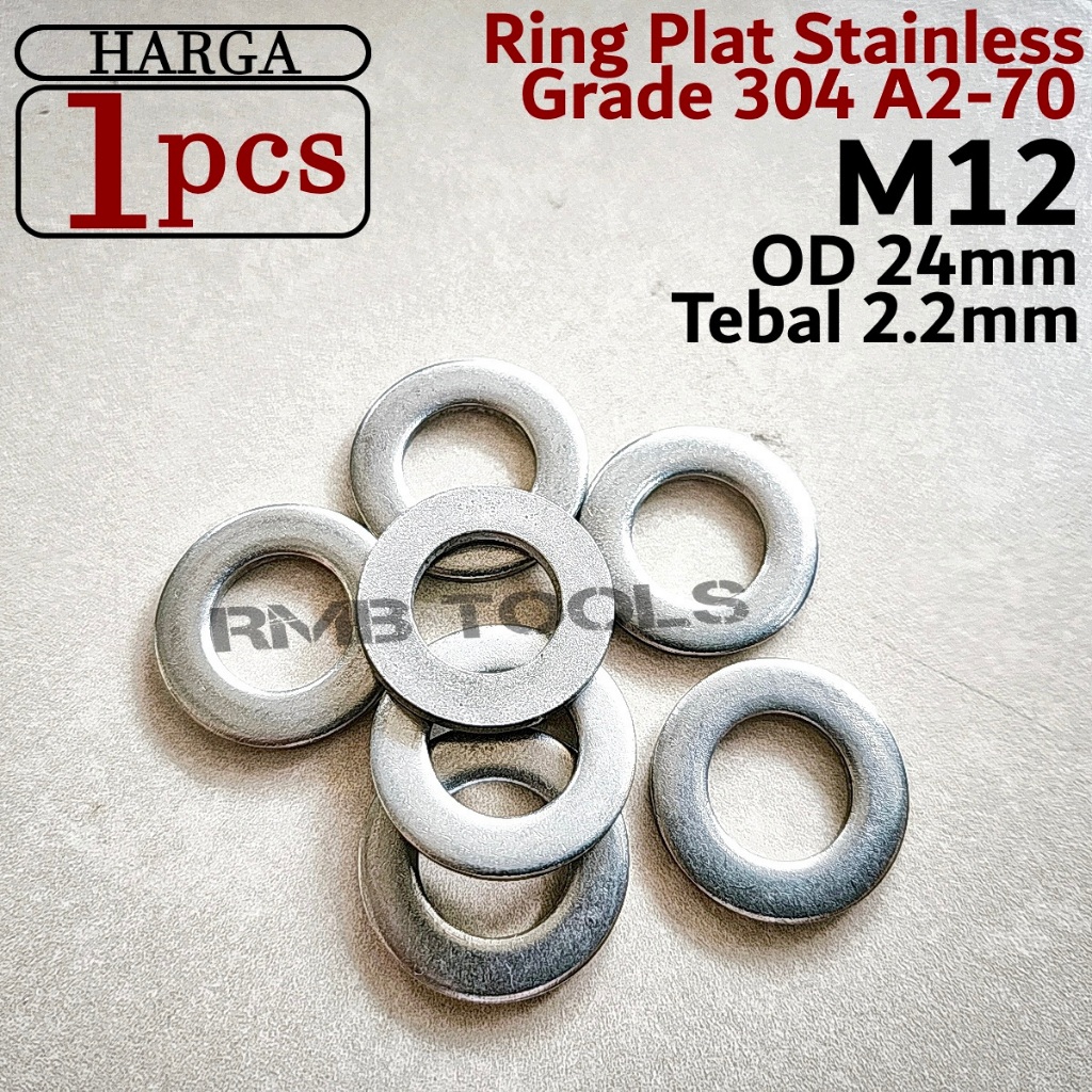 Jual M12 RING PLAT STAINLESS STEEL SUS 304 A2-70 WASHER PLATE M12 | Shopee Indonesia