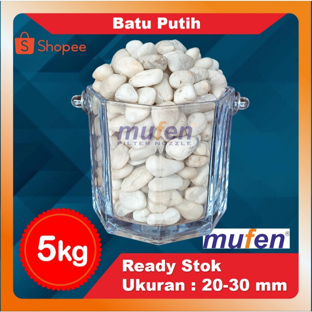 Jual CUCI GUDANG..!! [5 KG] Batu Putih, Batu Taman, Fabel, Pebble Stone ...