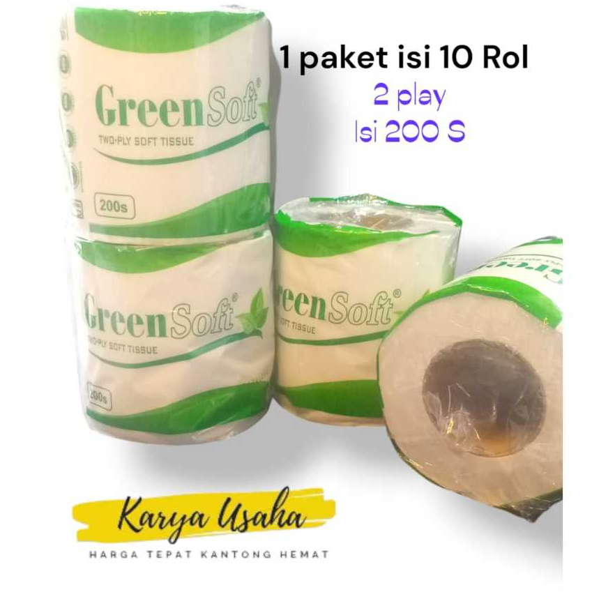 Jual Tisu Toilet Green Soft Roll paket isi 10 rool 200 sheet 2 play ...