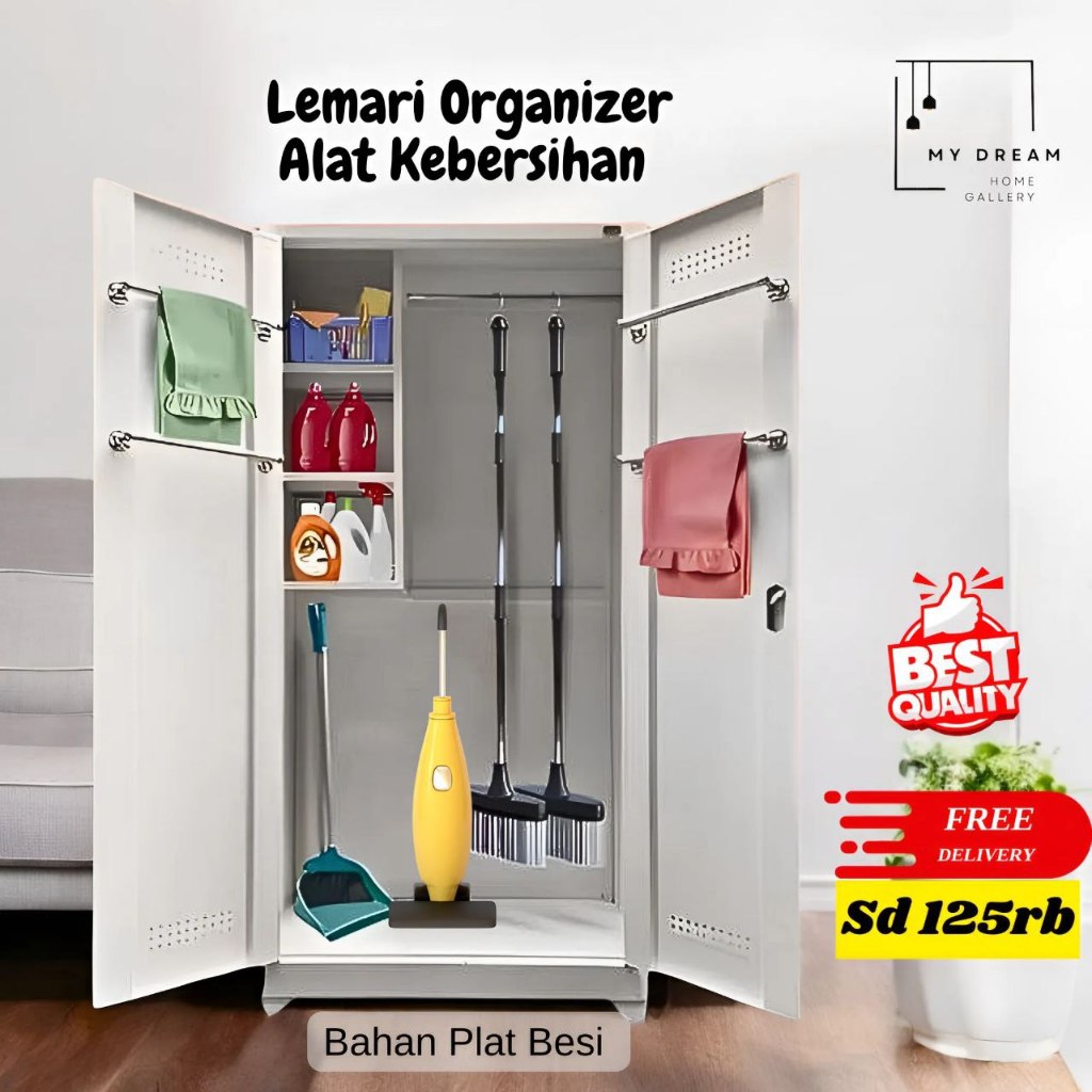 Jual Cleaning Cabinet | Lemari Sapu Besi 2 Pintu Gantungan Sapu Pel ...