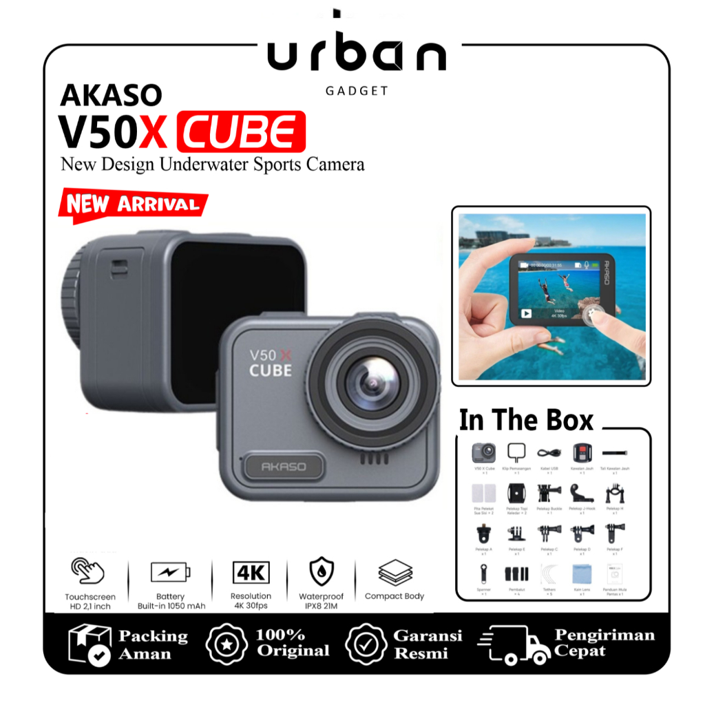 Jual Akaso V50X Cube 4K Action Camera Touchscreen Waterproof - Resmi | Shopee Indonesia