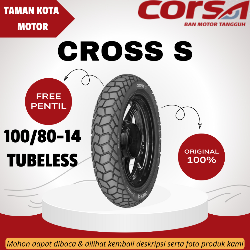 Jual BAN MOTOR METIC CORSA CROSS S 100/80-14 Tubeless (TL) ORIGINAL ...
