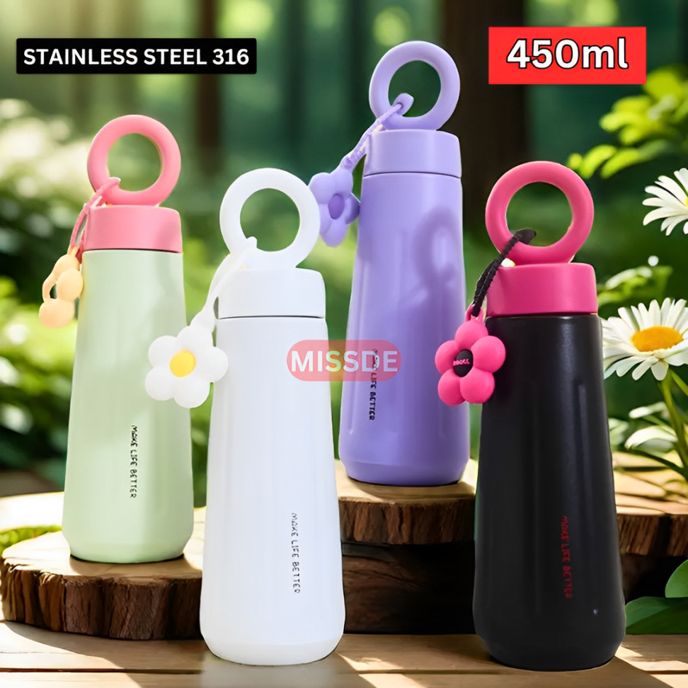 Jual Water Bottle Stainless Steel 450ml / Botol Minum Tumbler Aesthetic ...
