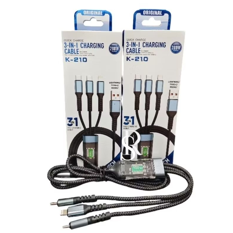 Jual kabel data k-210 3in1 kabel data 100w kabel data 3in1 fast ...