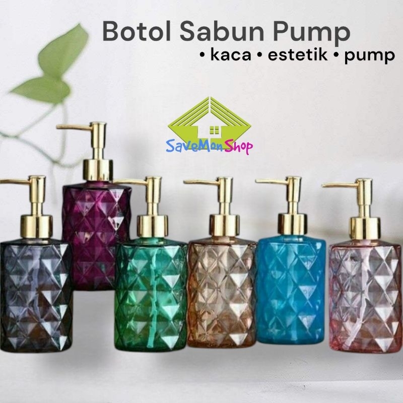 Jual Botol Sabun Cair Pompa Kaca 450 mL | Dispenser Sabun Sampo Kamar ...