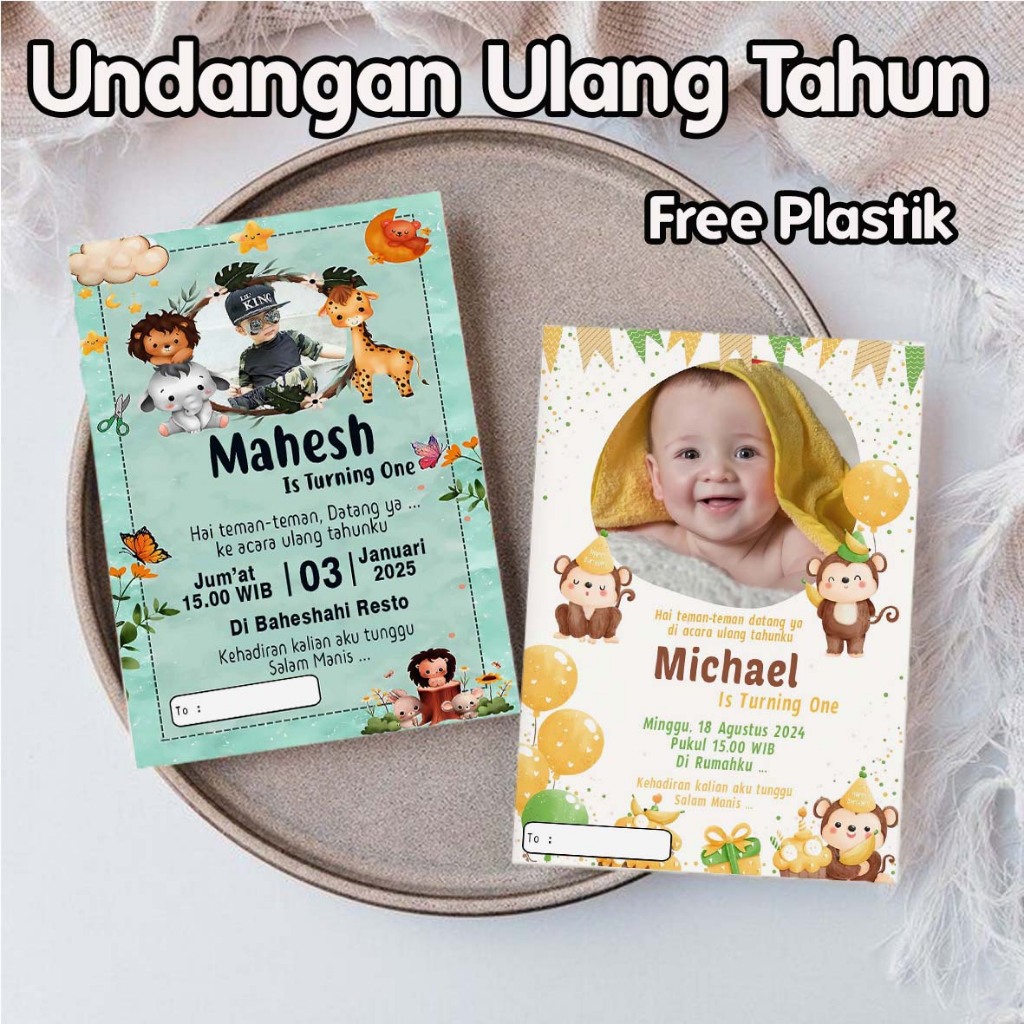 Jual Undangan ulang tahun anak birthday invitation custom kartu ultah murah custom free plastik ...
