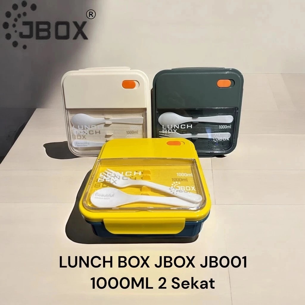 Jual JBOX JB001 Lunch Box Kotak Makan 1000ML 2 Sekat Free Sendok dan garpu | Shopee Indonesia