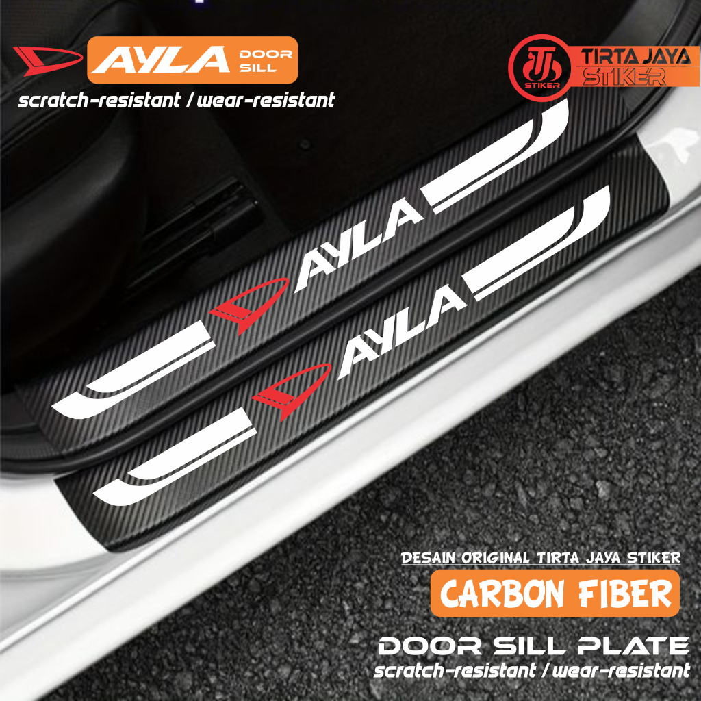Jual 9pcs stiker sill plate carbon 3d mobil daihatsu ayla stiker karbon ...