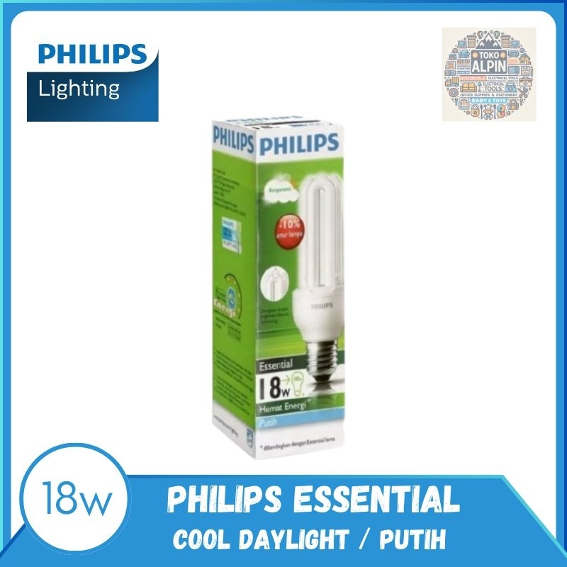 Jual Philips Lampu Essential 18W 18watt 18 Watt 18 W Cahaya Putih Cool Daylight HEMAT ENERGI ...
