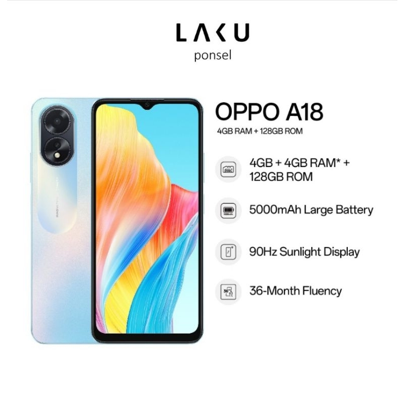 Jual OPPO A18 4/128GB [5000mAh Large Battery, 90Hz Sunlight Display ...