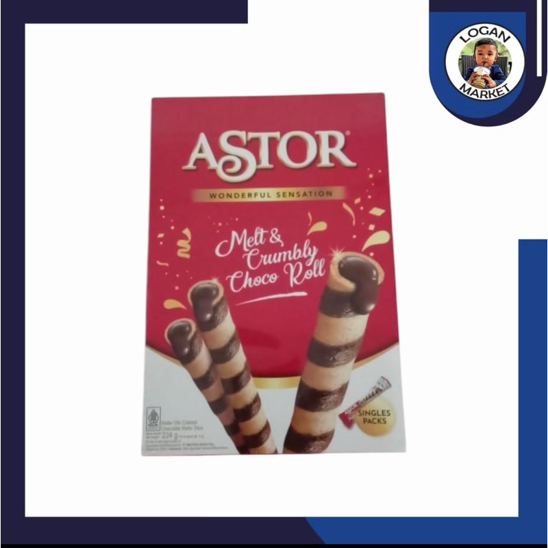 Jual Astor Melt & Crumbly Choc Wafer Stick Roll Kotak Box 224gr 224 ...