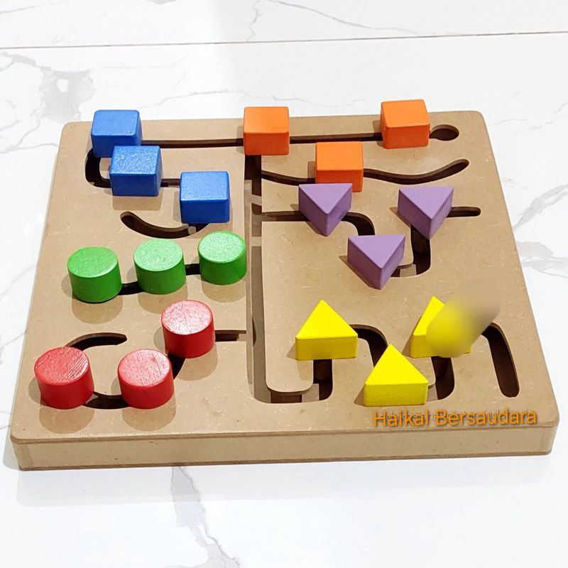 Jual Mainan edukasi anak Maze Geometri / Labirin / Papan alur / Mencari ...