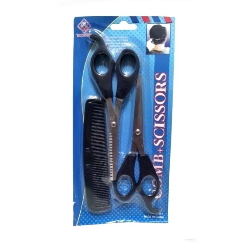 Jual Gunting Rambut Sasak 3 Set (Biru) / Gunting Potong Rambut Set 3 ...