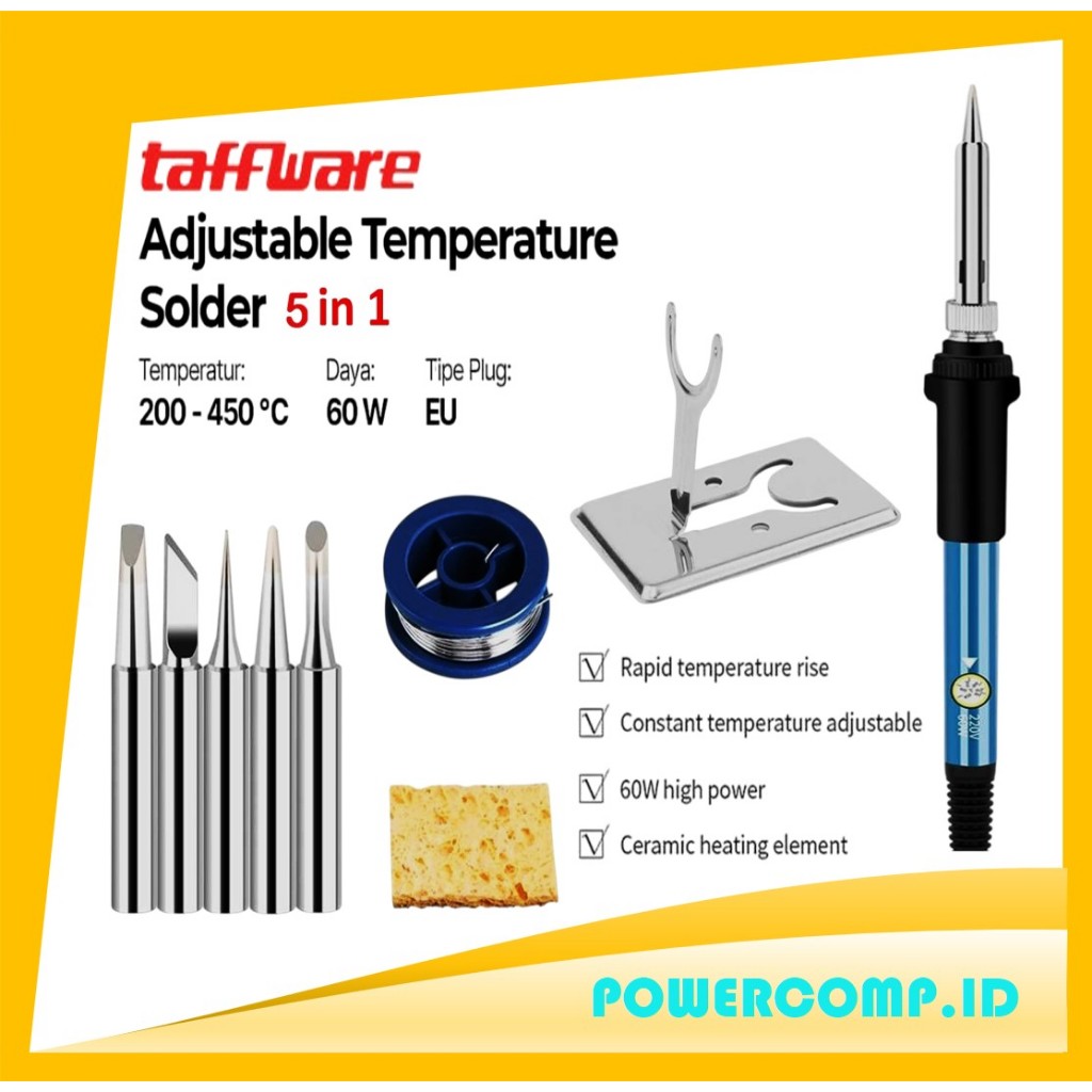 Jual Taffware TH60 Soldering Iron Kit Electric 5 in 1 60W 220V with 5 ...