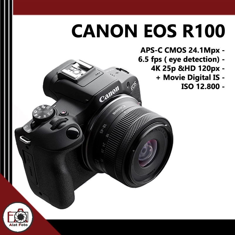 Jual Canon EOS R100 kit RF-S 18-45 / 4.5-6.3 IS STM | Shopee Indonesia