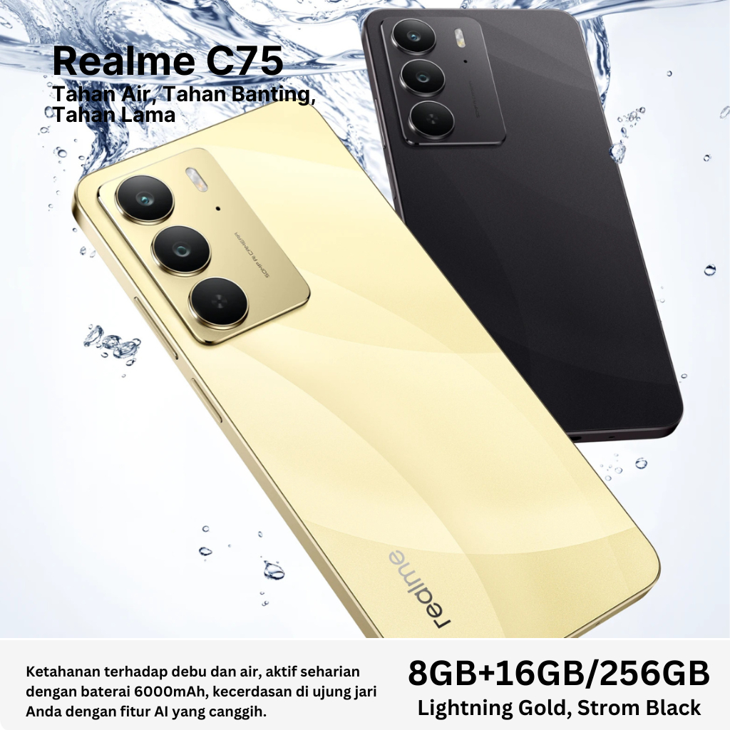 Jual Realme C75 (8GB+16GB/256GB) - IP66/68/69 Dust & Water | Resistance | 6000mAh Battery ...