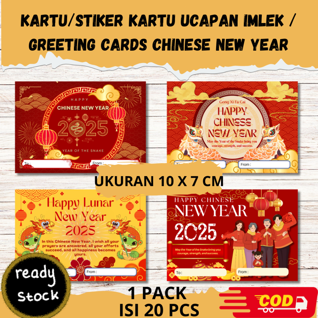 Jual (20PCS) Greeting Card Imlek Chinese New Year 2025 Kartu Ucapan ...