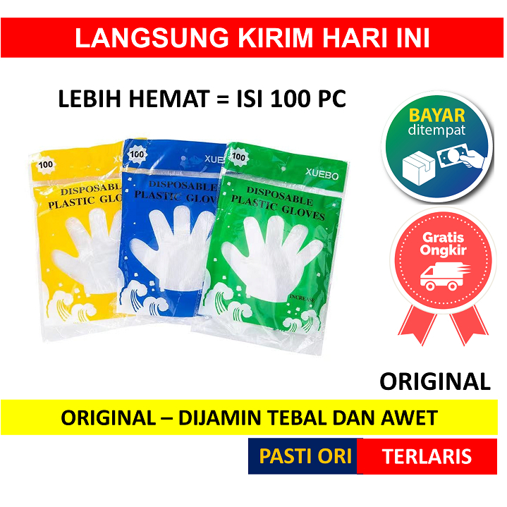 Jual HAGIA AKS / 100pcs Sarung Tangan Plastik isi Bening Kantong Sekali ...