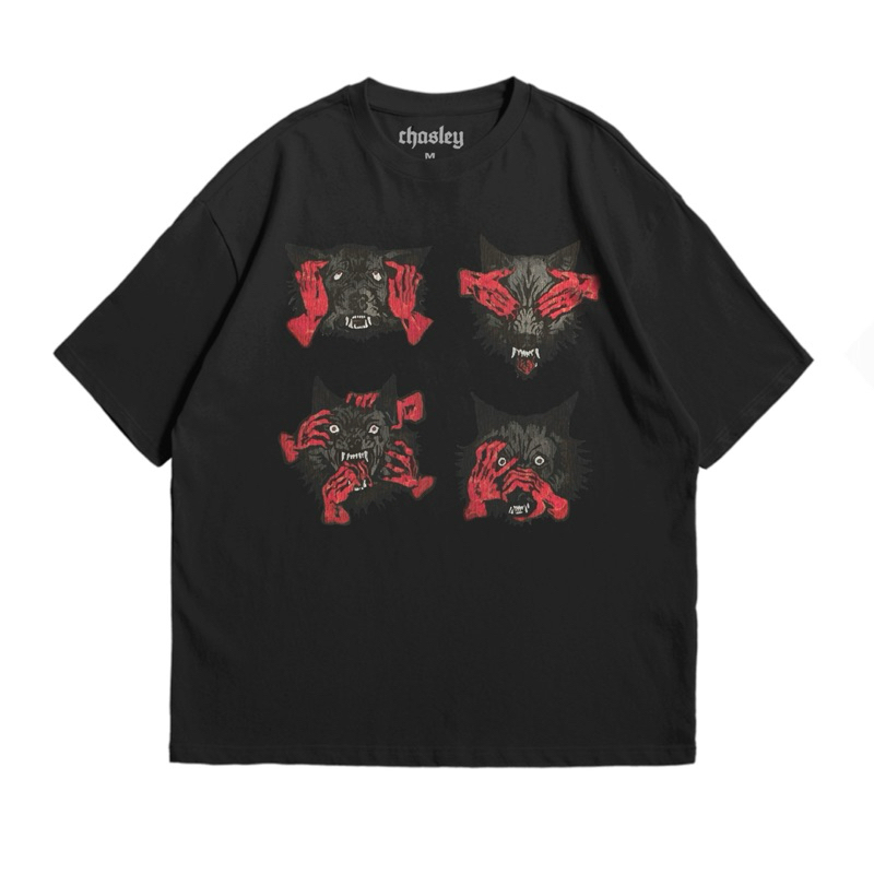 Jual chasley - Black Tshirt Oversize Wolf Evil 20’s combed | Shopee Indonesia