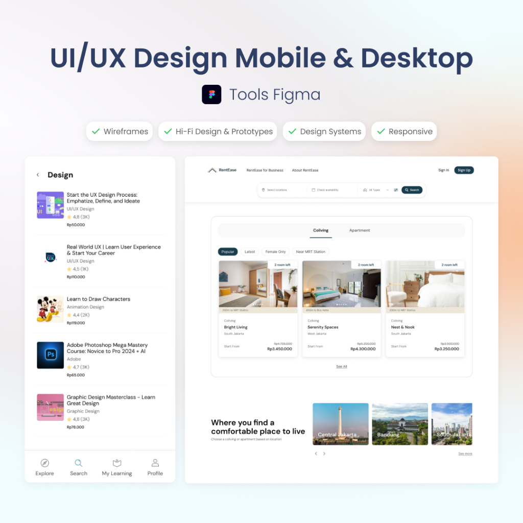 Jual Desain UI/UX Mobile & Desktop Website dengan Figma | UI/UX Design ...