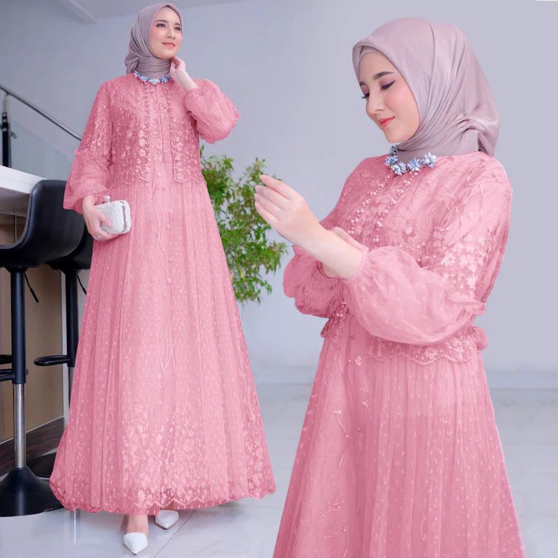 Jual MAXI RAFIKA (M L XL XXL 3XL)GAMIS PESTA BRUKAT/GAMIS SERAGAM KONDANGAN MEWAH GAMIS BRUKAT ...