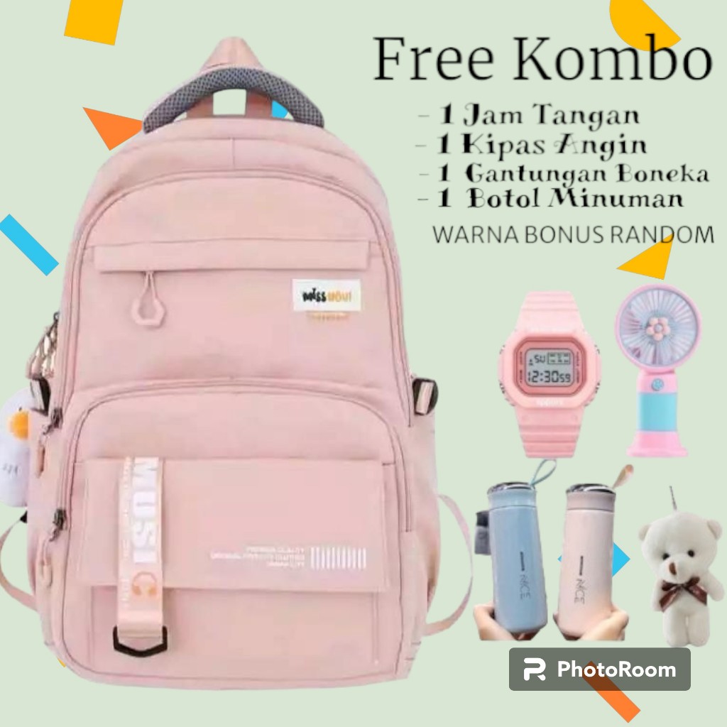 Jual Tas Ransel Sekolah Anak SD SMP SMA Banyak Bonus Botol Minuman + Jam Tangan + Kipas Angin ...