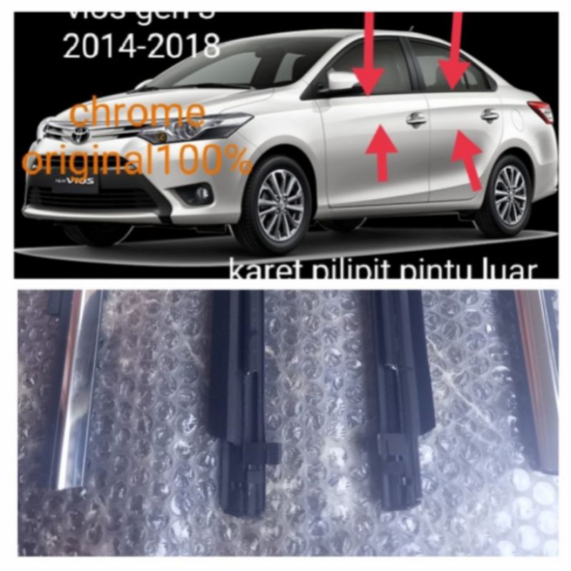 Jual weather strip karet pilipit pintu mobil vios limo gen 3 chrome ...