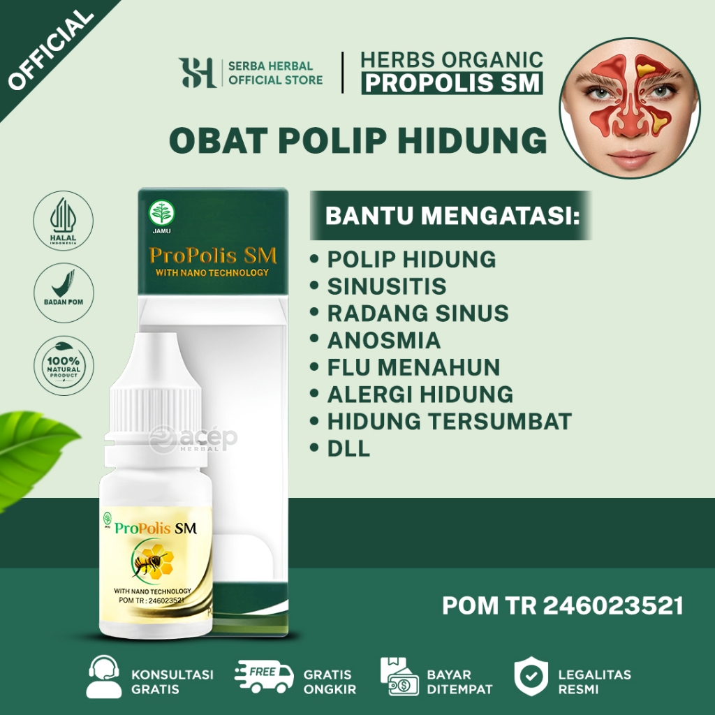 Jual Obat Polip Hidung Sinusitis Menahun Hidung Tersumbat Pilek Anosmia Hidung Bau Busuk ...
