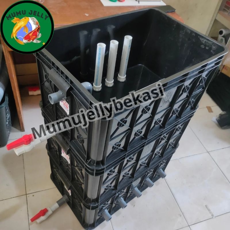 Jual TRICKLE FILTER BOX JUMBO FILTER KOLAM KOI 3 SUSUN (HITAM)TANPA ...