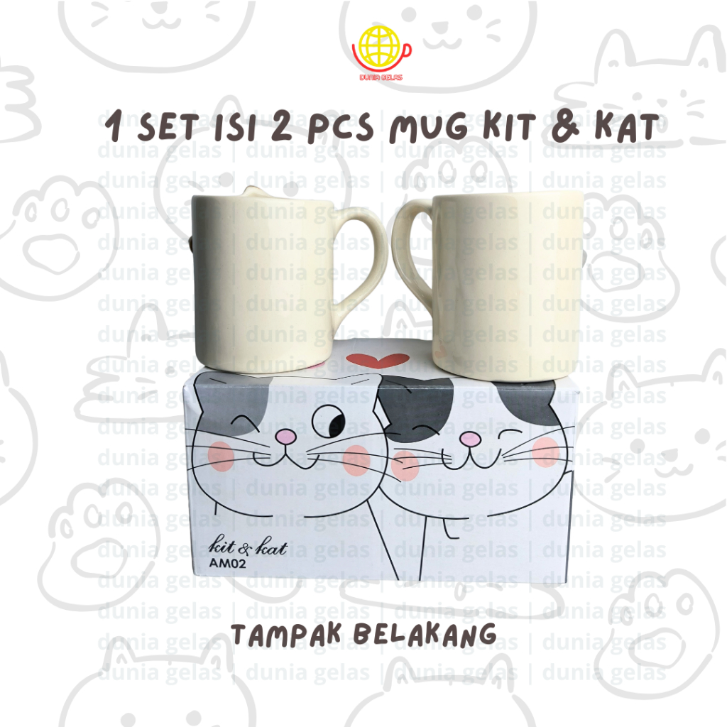Jual Mug Set Kit Kat 300 ml/Mug Set Couple/Mug Set Keramik/Gelas Mug ...