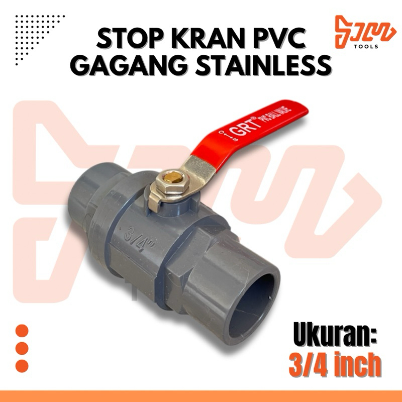 Jual Stop Kran Ball Valve PVC 3/4 inch Gagang Stainless | Shopee Indonesia