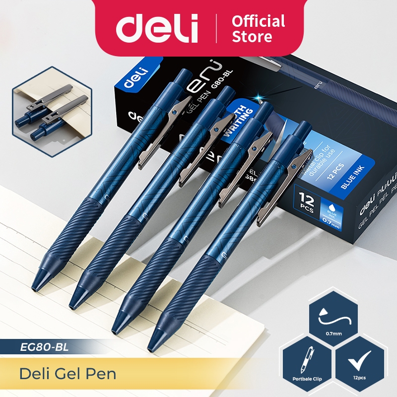 Jual Deli Gel Pen / Pulpen Gel Retractable Pen Cetek 0.7mm 1 PCS EG80 ...