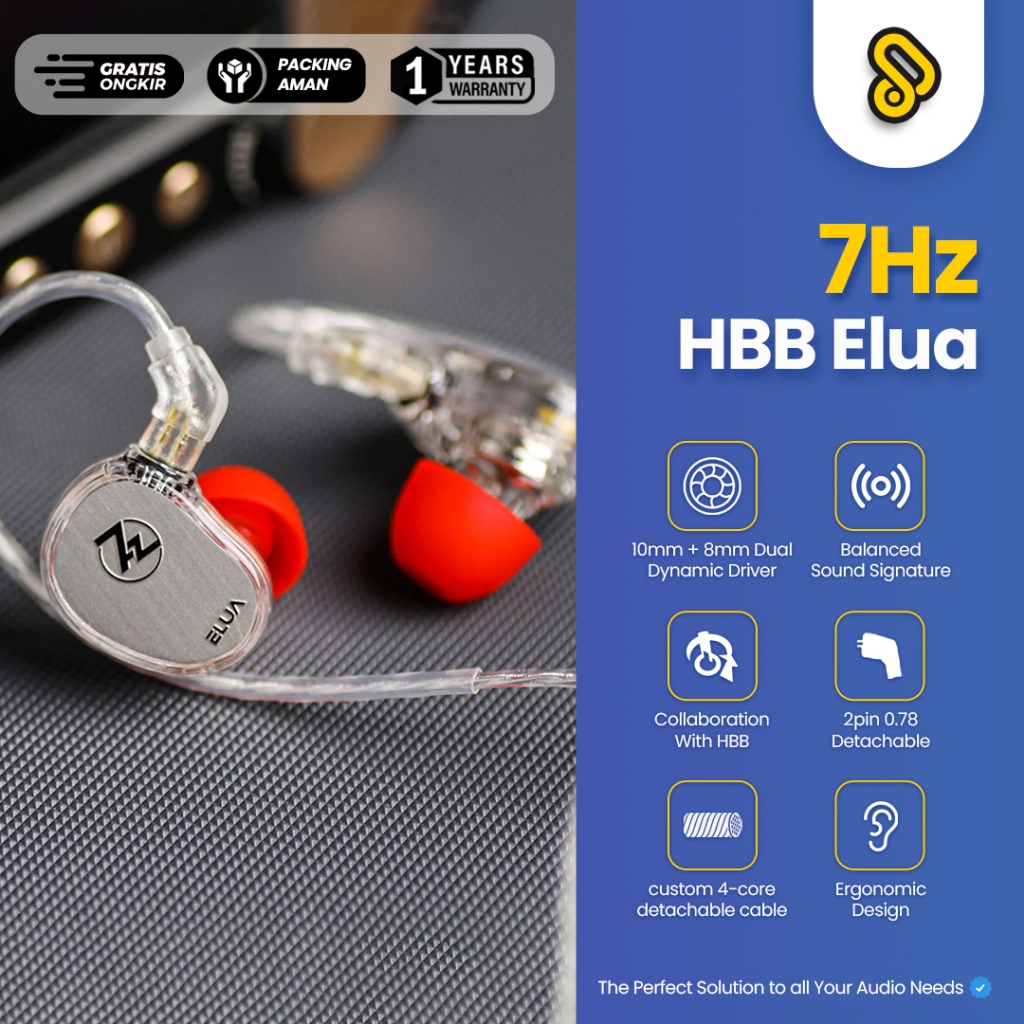 Jual 7Hz x HBB Elua 10mm + 8mm Dual Dynamic Driver In Ear Monitor ...