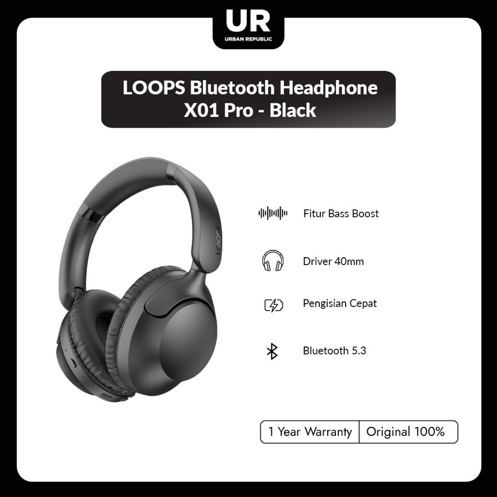Jual LOOPS Bluetooth Headphone X01 Pro - Black | Shopee Indonesia