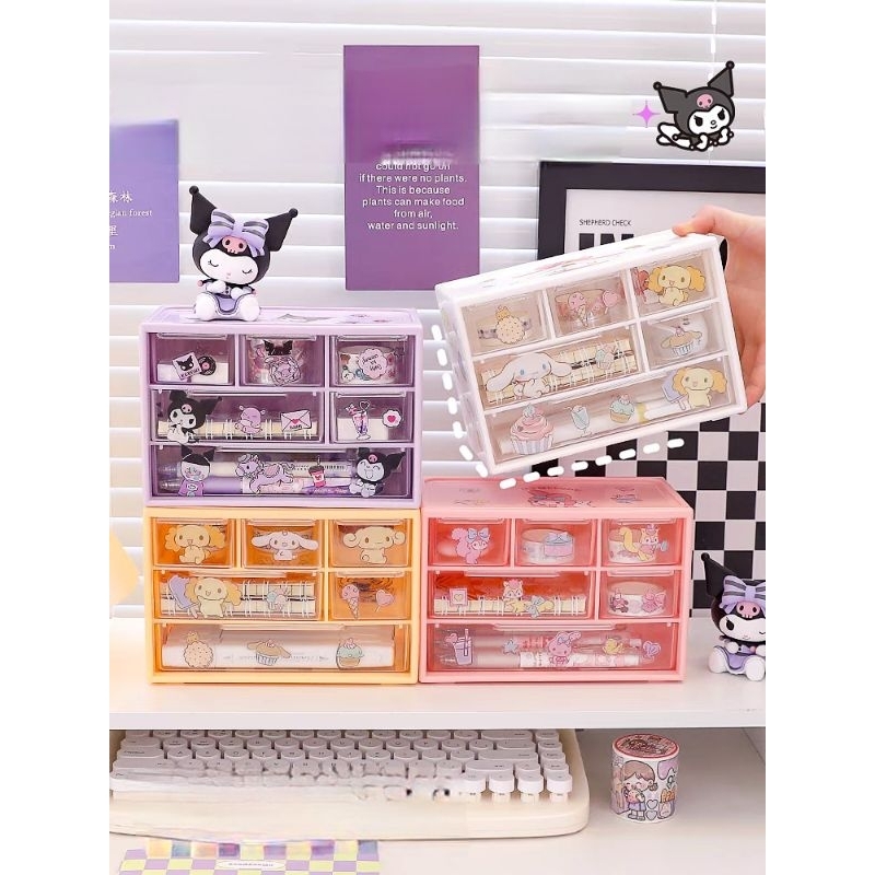 Jual RK3755 [COD] Kotak Rak Laci 6 Sekat SANRIO FREE STICKER ...