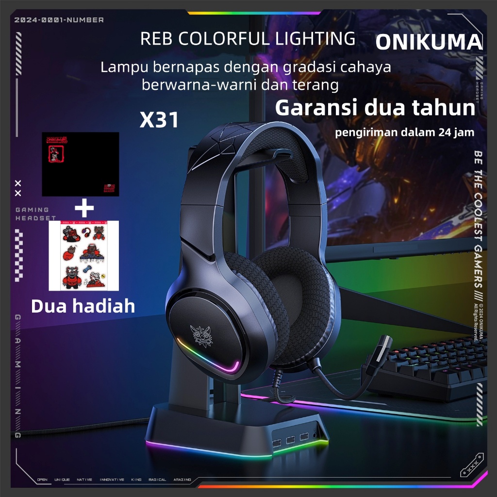 Jual ONIKUMA X31 Hitam Noise Cancelling Headphone Gaming Super Bass ...