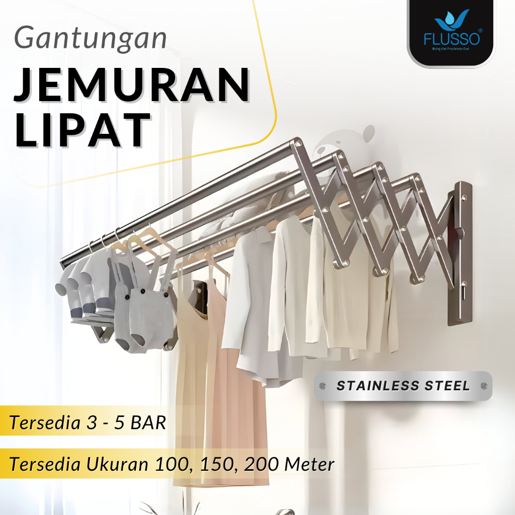 Jual Jemuran Baju Tempel Dinding Stainless Rak Jemuran Pakaian Basah ...