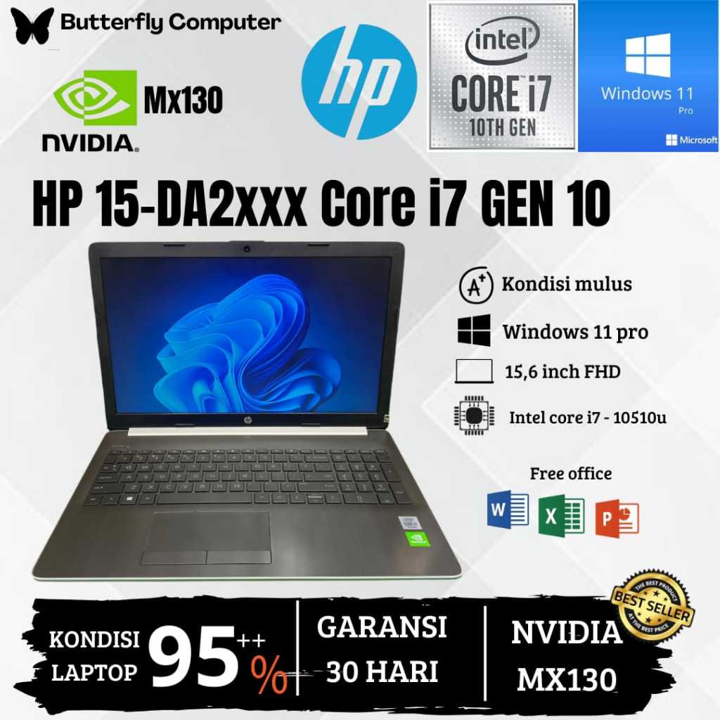 Jual Laptop HP 15-DA2XXX Core i7 Gen 10 | Nvidia MX130 | RAM 32GB SSD 1TB | WIN 11 Pro | 15 inch ...