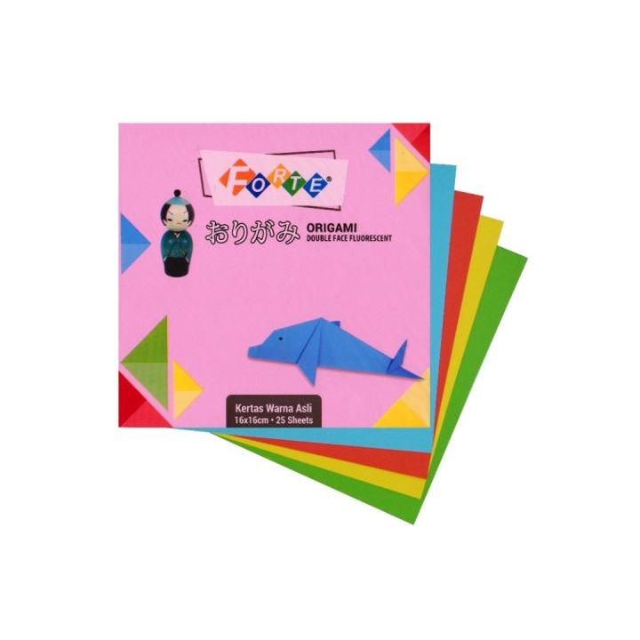 Jual Kertas Lipat Warna FORTE 16 cm Besar / Origami Paper 16 x 16 HVS ...