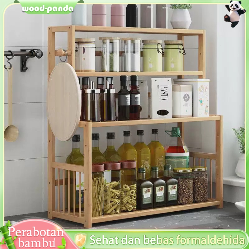 Jual Rak Dapur Serba Guna Rak Bumbu Dapur Tempat Bumbu Kayu 2 Susun ...