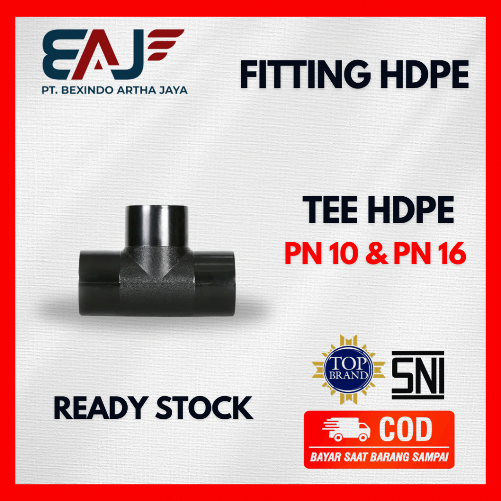 Jual Tee Pipa Hdpe Ukuran 3 Inch 90 x 90 mm PN 10 dan PN 16 | Tee Fitting Pipa Hdpe ...
