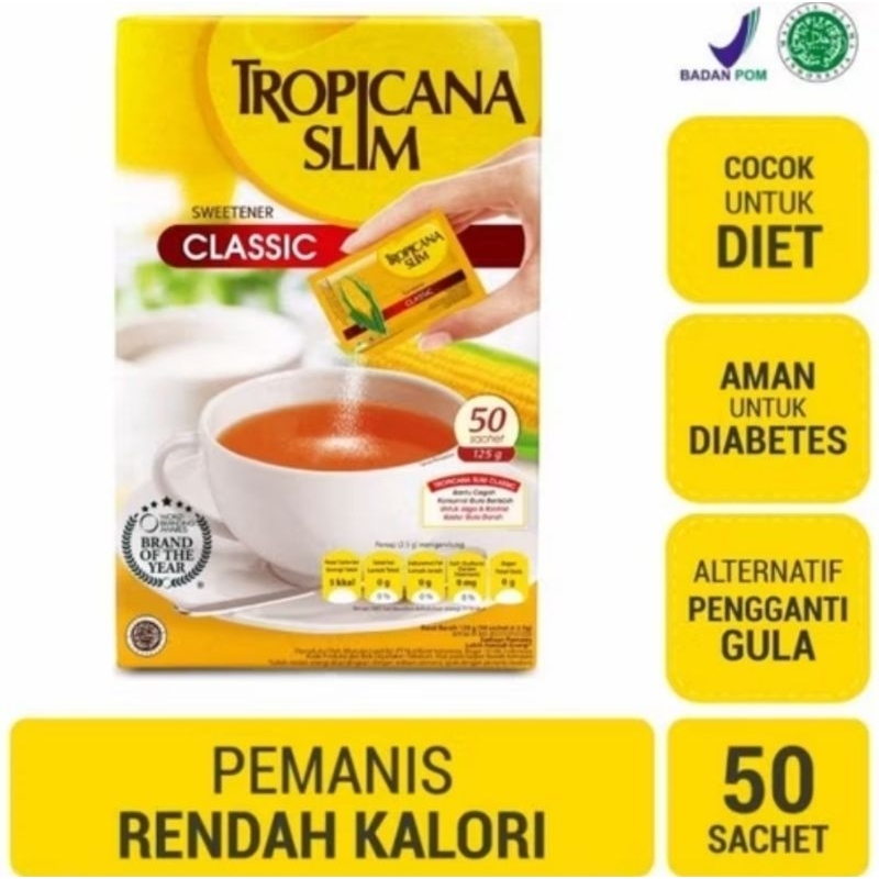 Jual Tropicana Slim Sweetener Classic 50sachet@2.5g | Shopee Indonesia