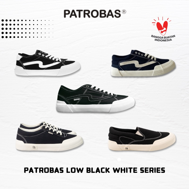 Jual Sepatu Patrobas Low Black White Series Original Sneakers Casual Pria | Shopee Indonesia