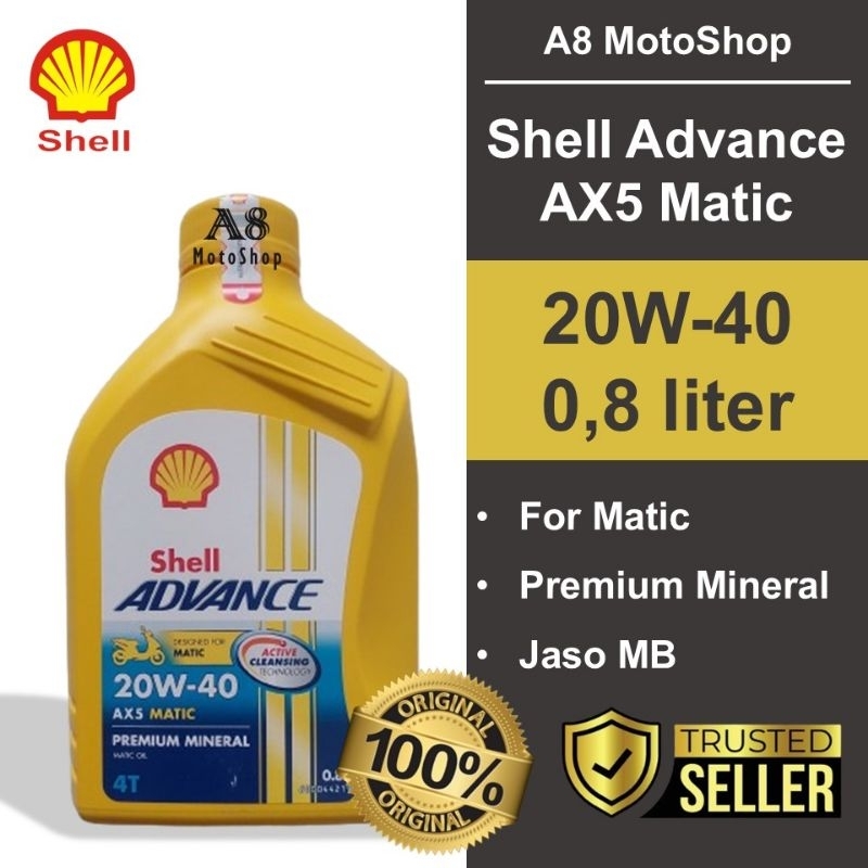 Jual SHELL ADVANCE AX5 MATIC 20W-40 (0,8L) - OLI MESIN MOTOR MATIC ...