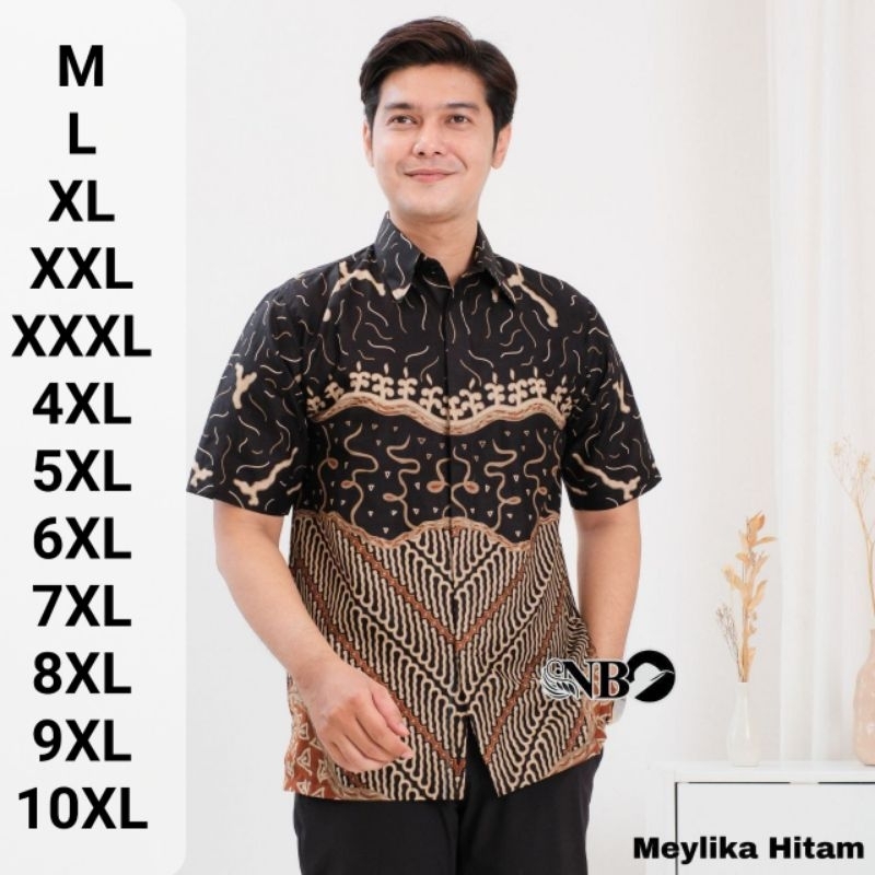 Jual Kemeja batik pria lengan pendek motif meylika size M sampai 10XL bahan katun ready seragam ...