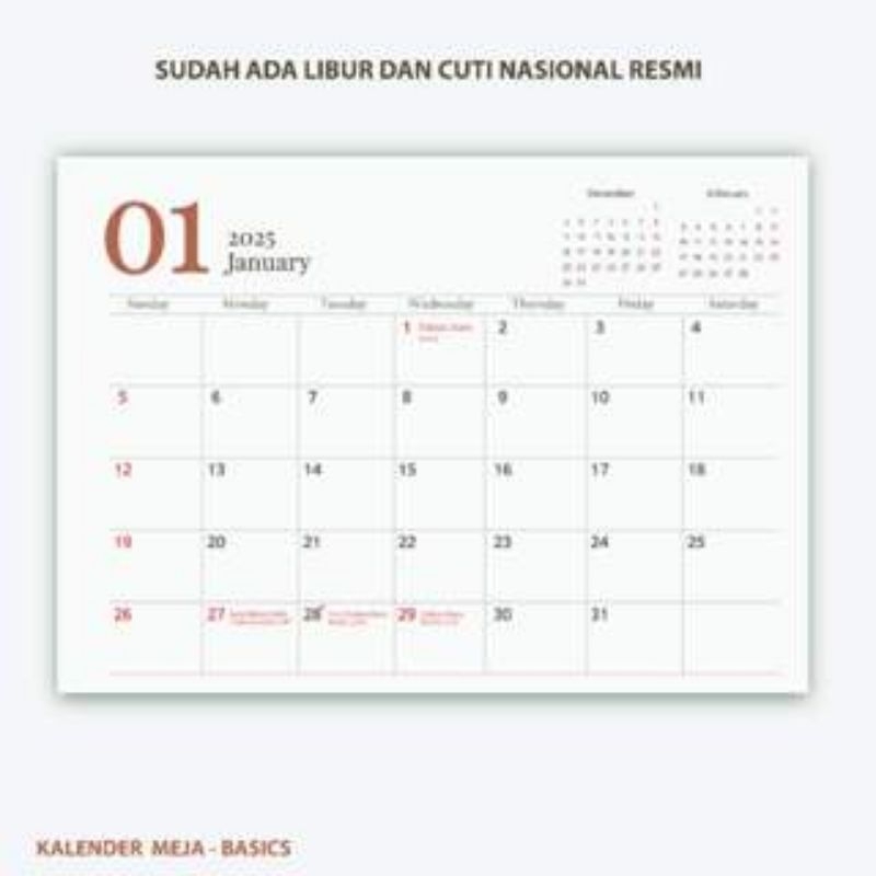 Jual Kalender Kertas Saja A4 Jumbo Premium Quality / Calendar Paper ...