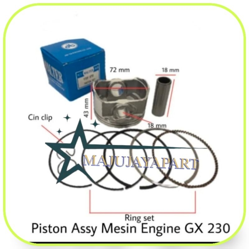 Jual piston Assy gasoline engine gx230 model racing diameter 72mm ...