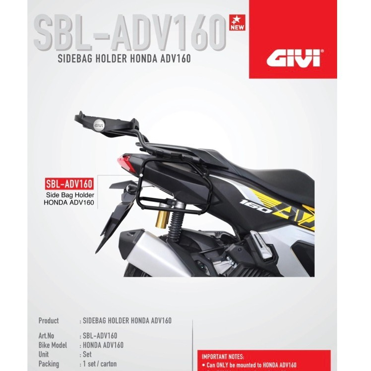 Jual BRACKET BREKET BOX MOTOR SAMPING GIVI HONDA ADV 160 TAS SAMPING ...